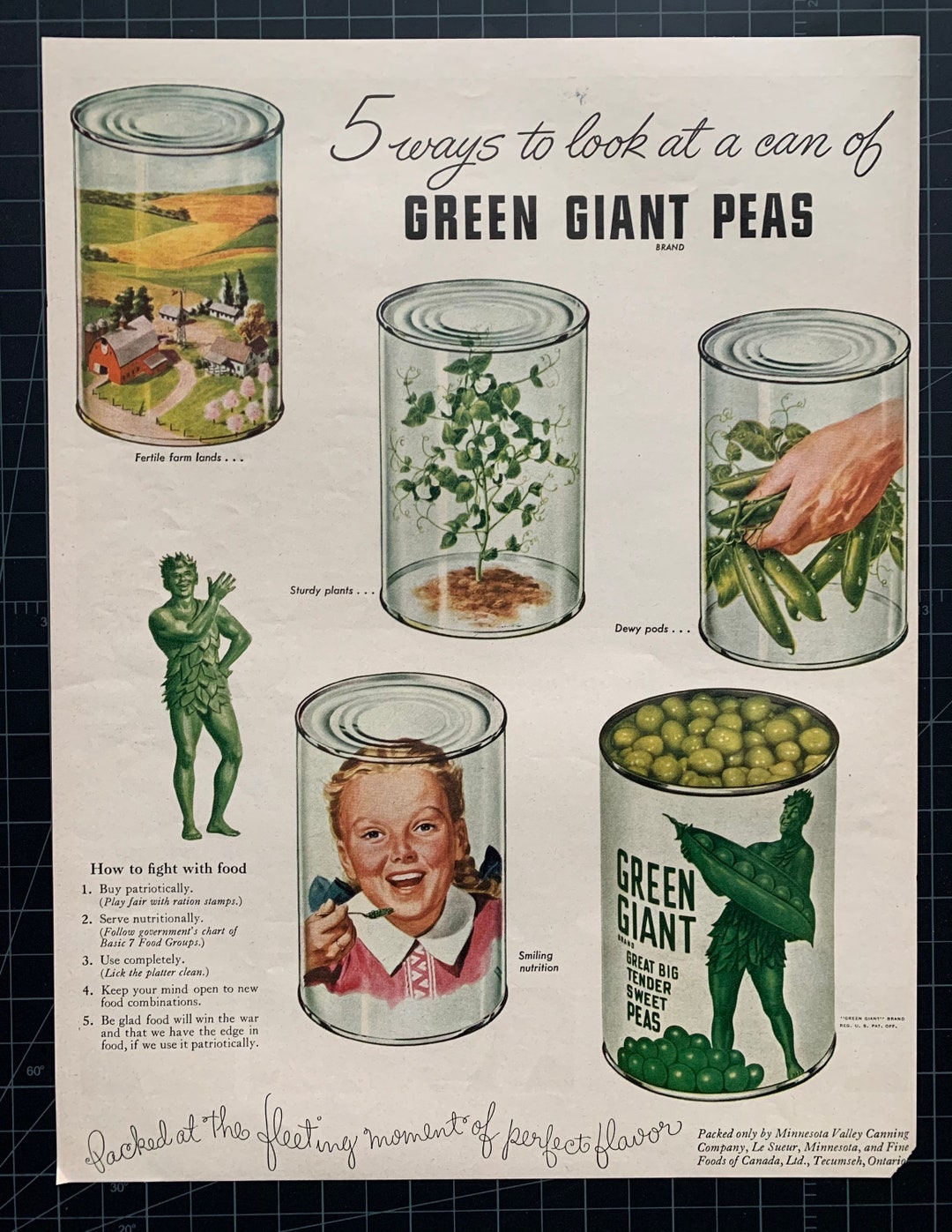 Vintage 1943 Green Giant Peas Original Print Ad - Etsy