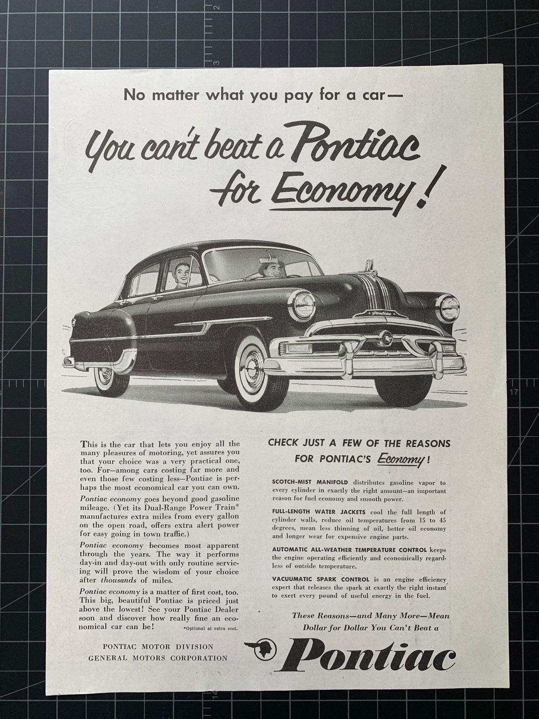 Vintage 1950s Pontiac Print Advertisement - Etsy