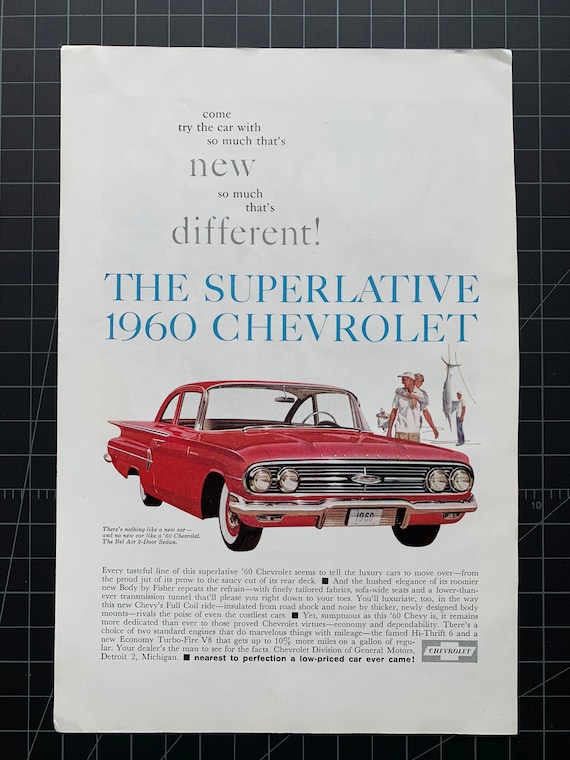 Vintage 1960 Chevrolet Print Ad Art & Collectibles Advertisements etna ...
