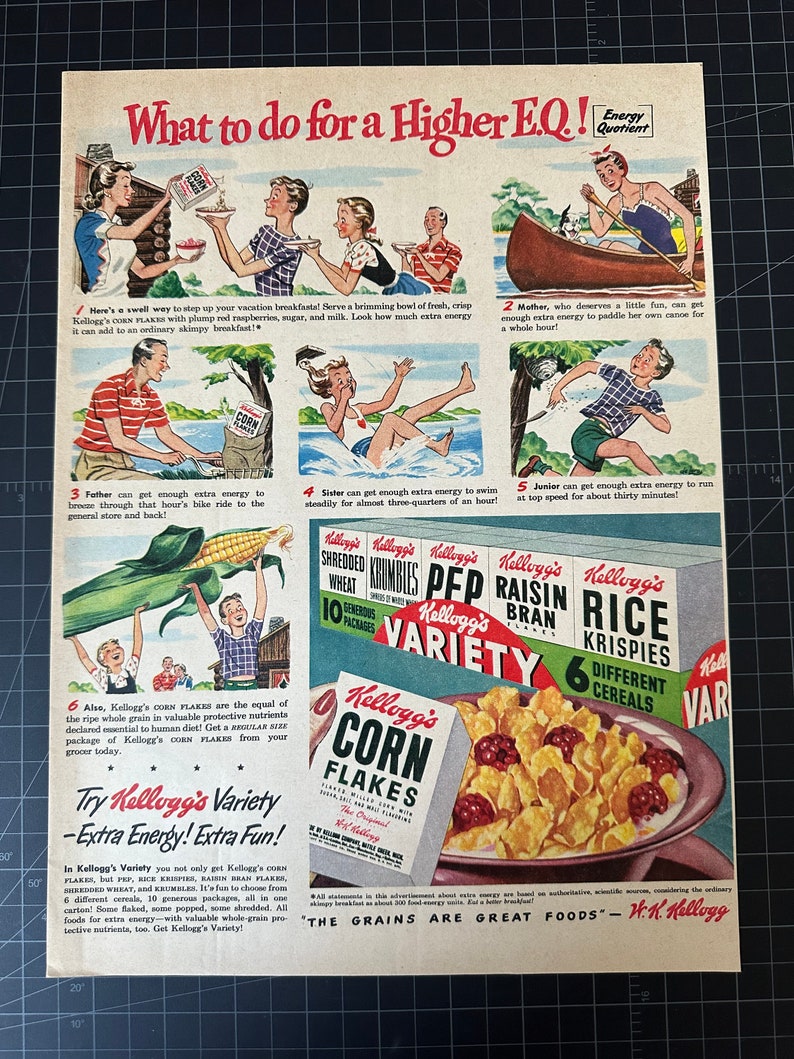 Vintage 1940s Kelloggs Corn Flakes Print Ad - Etsy