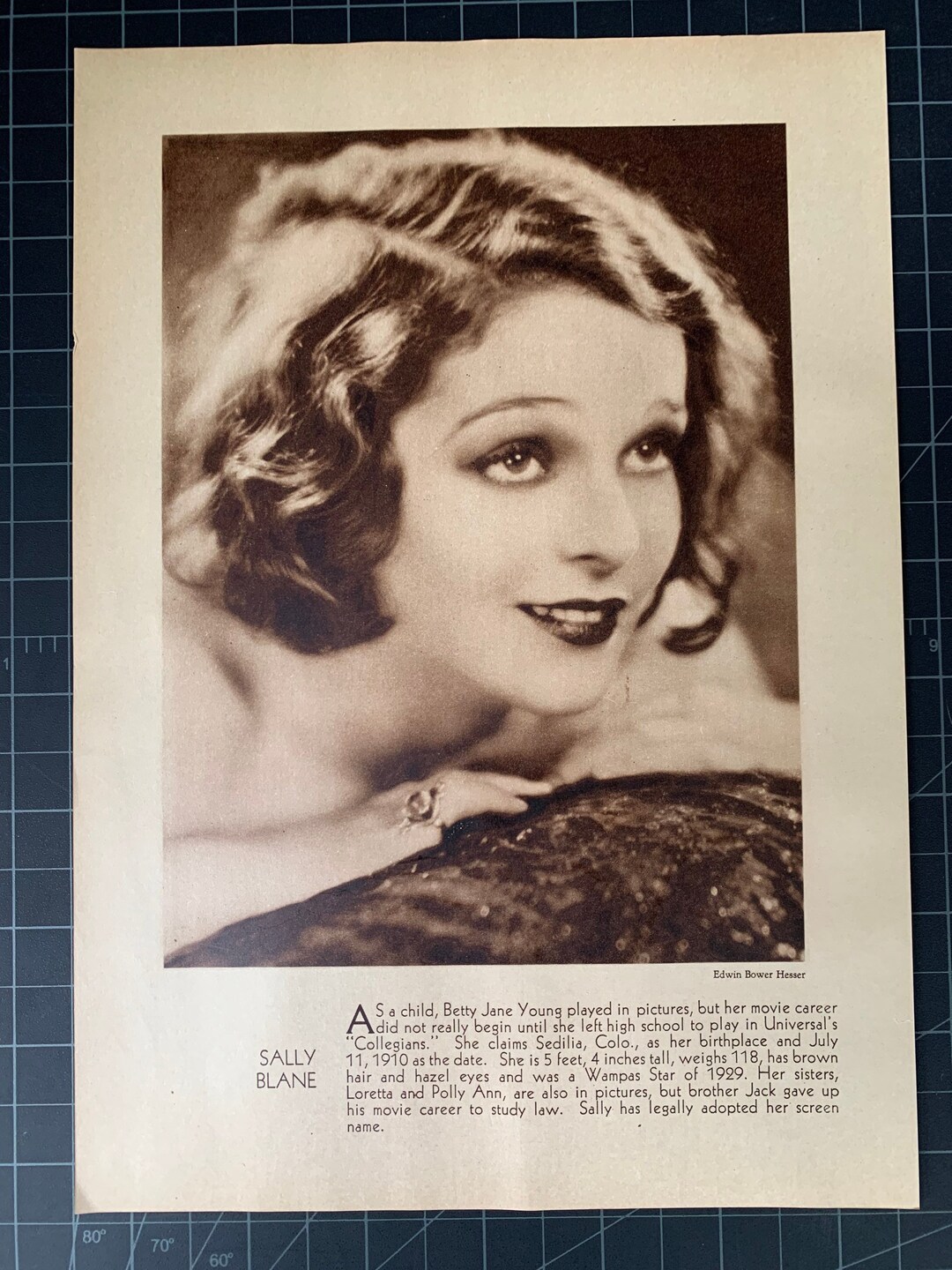 Vintage Sally Blane Photoplay Portrait - Etsy