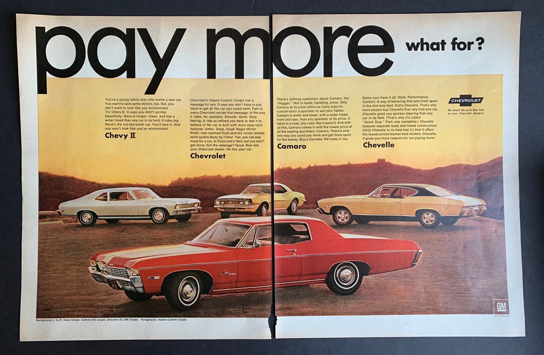 Vintage 1968 Chevrolet Print Advertisement - Etsy