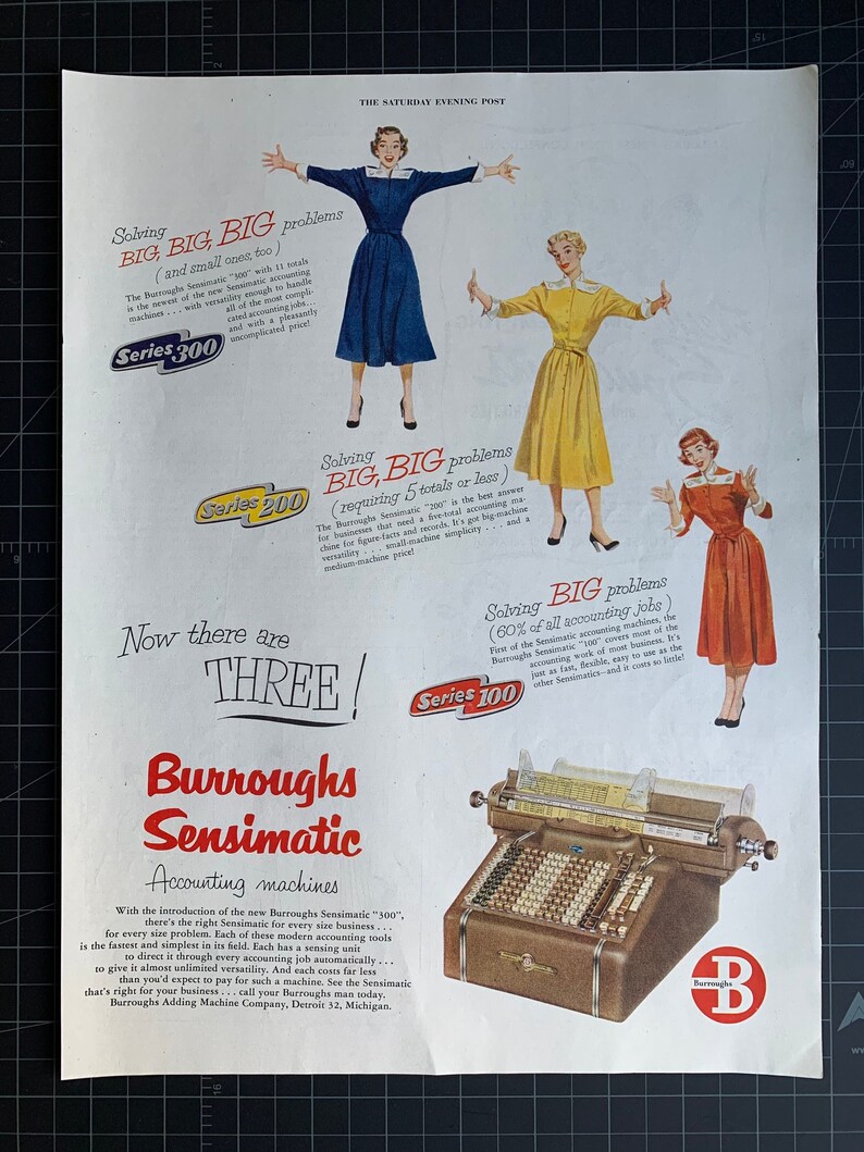 Vintage 1952 Burroughs Accounting Machine Original Print Ad - Etsy