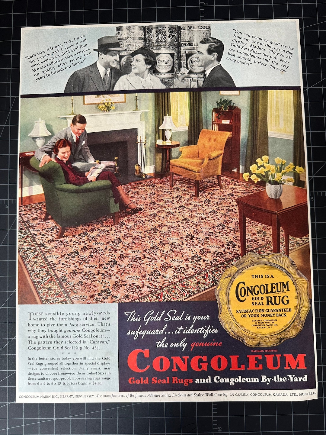 Vintage 1930s Congoleum Rugs Print Advertisement - Etsy
