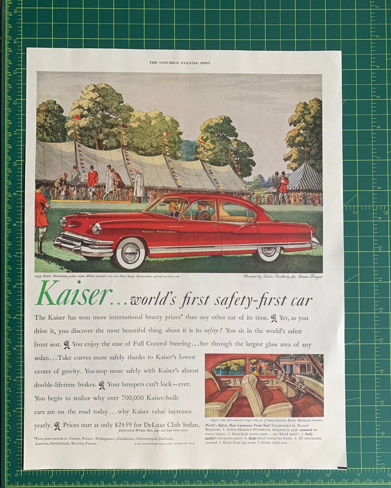 Vintage 1953 Kaiser Manhattan Print Advertisement - Etsy