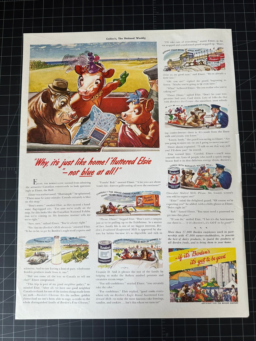 Vintage 1941 Borden’s Milk Elsie Print Advertisement - Etsy