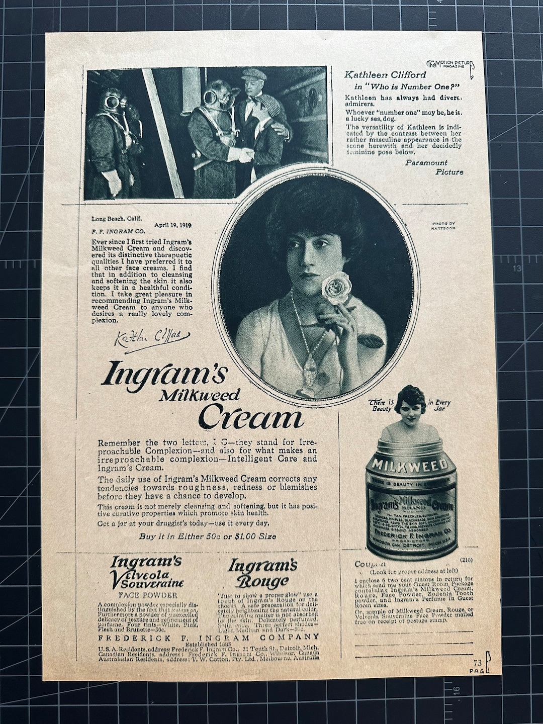 Vintage 1920s Ingrams Milkweed Cream Print Ad - Etsy