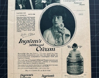 1913 Ingram's Milkweed Cream Glass Jar and Lid Face Cream Beauty Cream ...