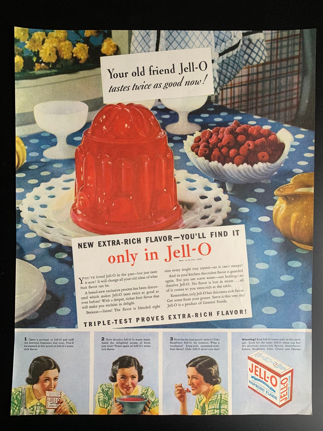 Vintage 1935 Jello Print Advertisement - Etsy