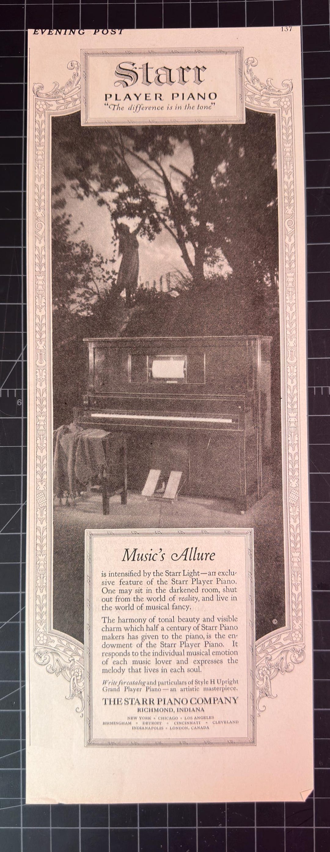 Vintage 1920s Starr Player Piano Print Ad - Etsy
