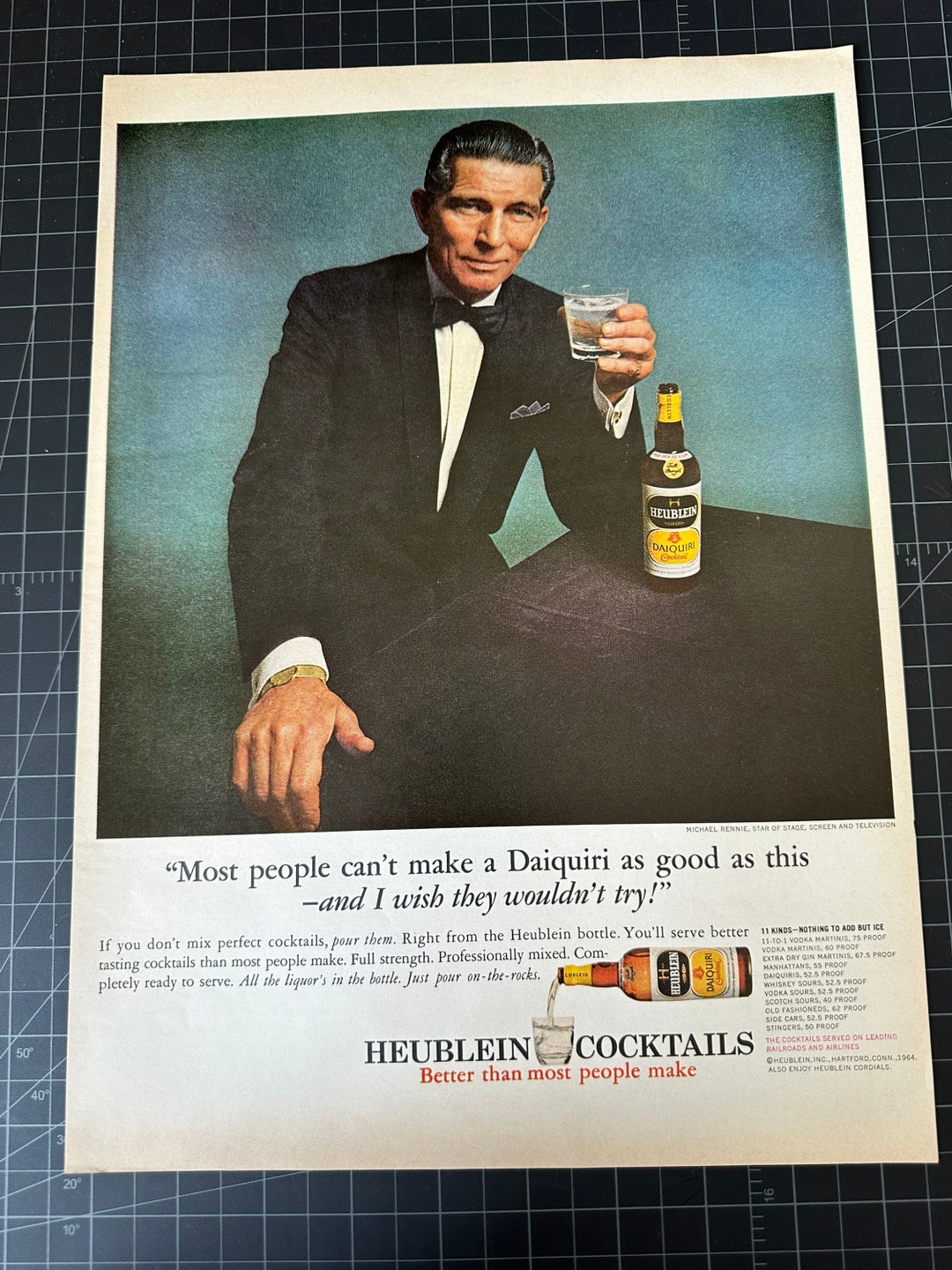 Vintage 1966 Heublein Cocktails Print Ad Michael Rennie - Etsy