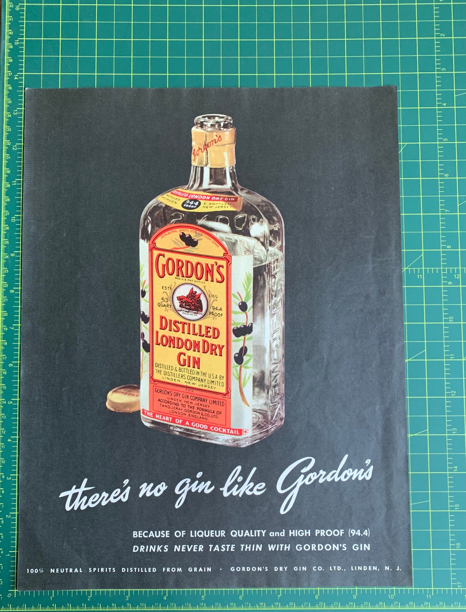 Vintage 1947 Gordons Gin Print Ad | Etsy