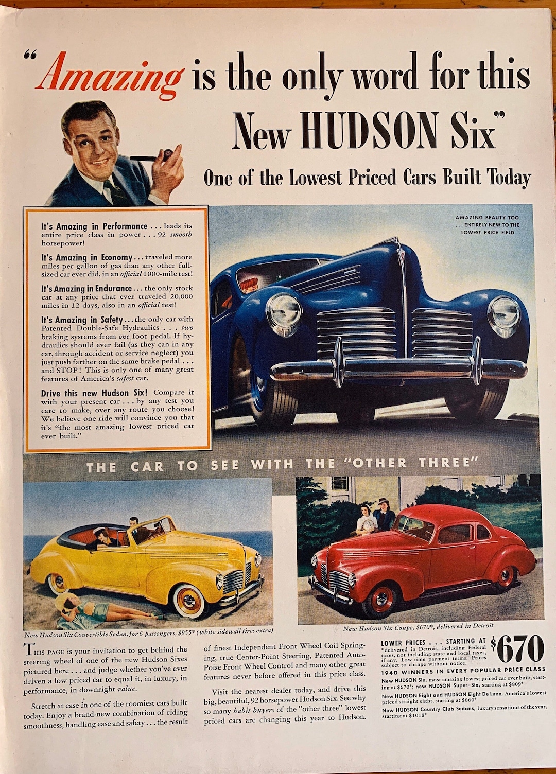 Vintage 1950s Hudson Automobile Advintage Retro Gift Decor - Etsy