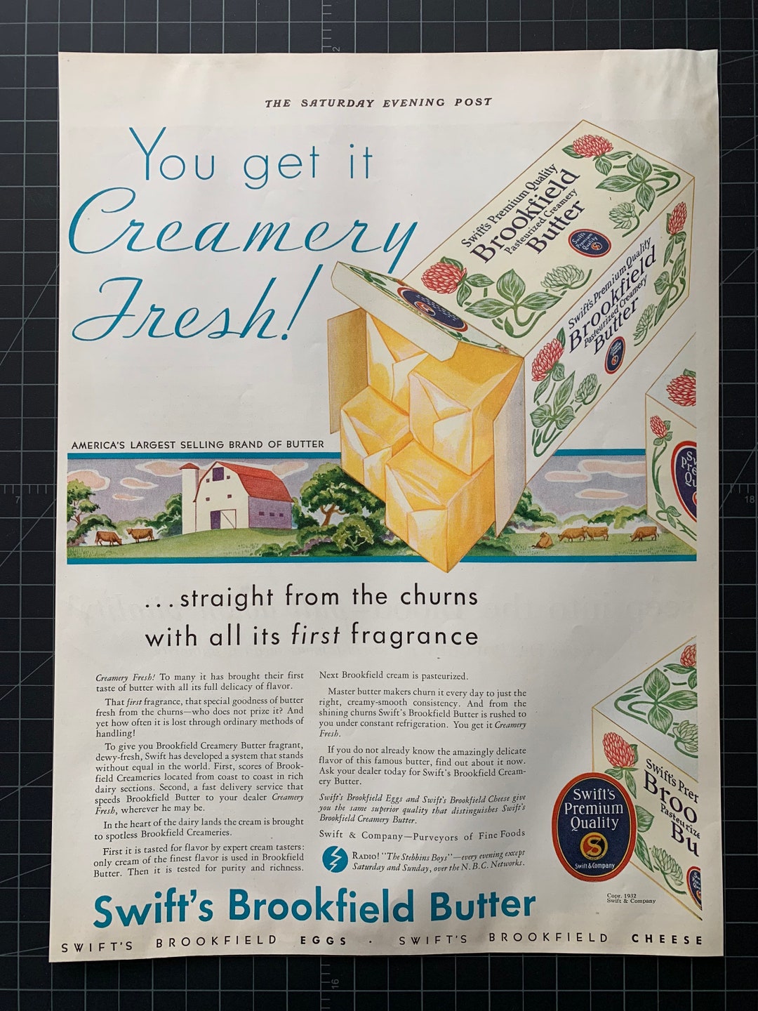 Vintage 1932 Swift’s Brookfield Butter Original Print Ad - Etsy