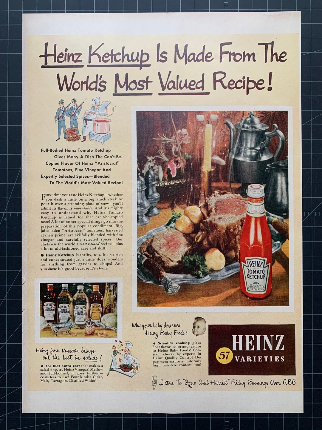 Vintage 1950 Heinz Ketchup Print Advertisement - Etsy