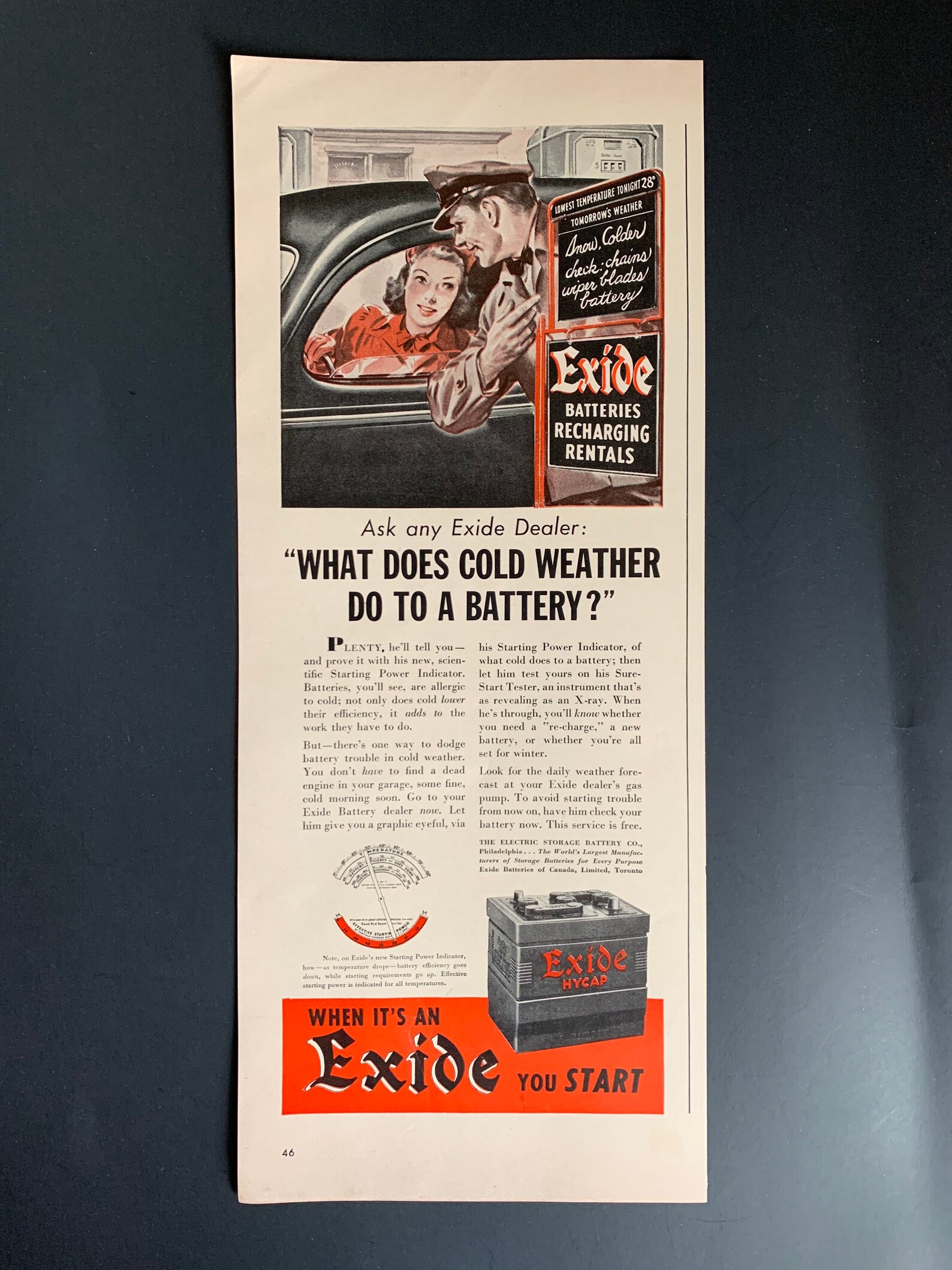 Vintage 1940 Exide Car Battery Ad | Etsy