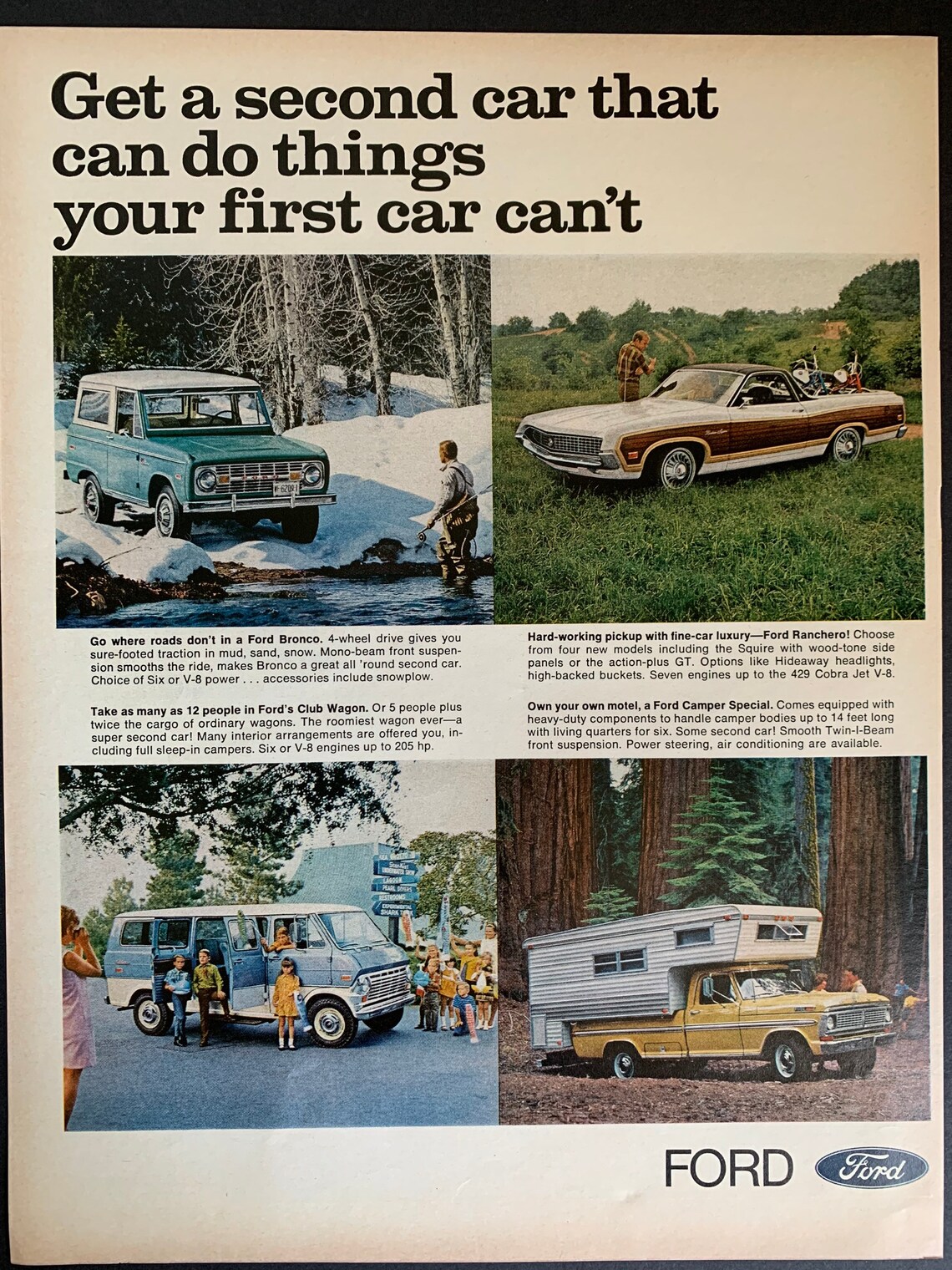 Vintage 1970 Ford Trucks Cars Vans Print Ad - Etsy