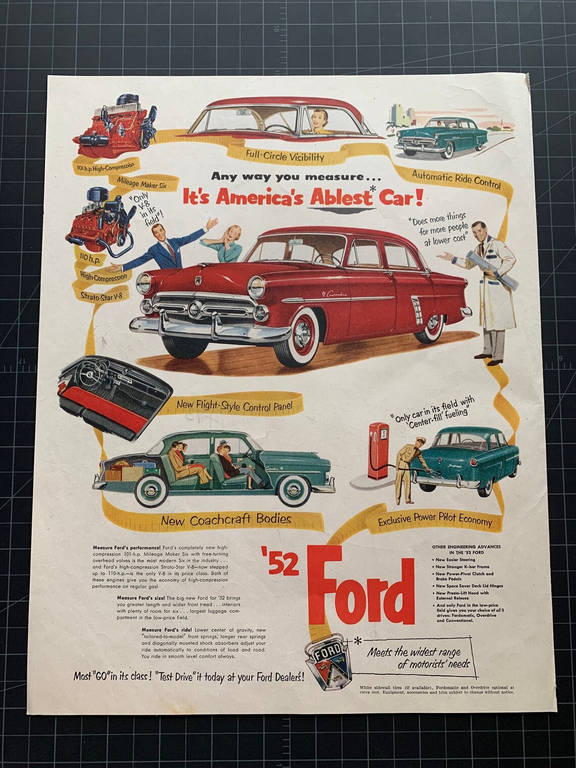 Vintage 1952 Ford Original Print Ad - Etsy