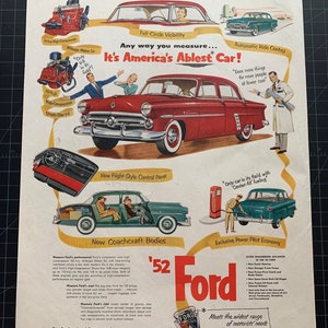 Vintage 1952 Ford Original Print Ad - Etsy