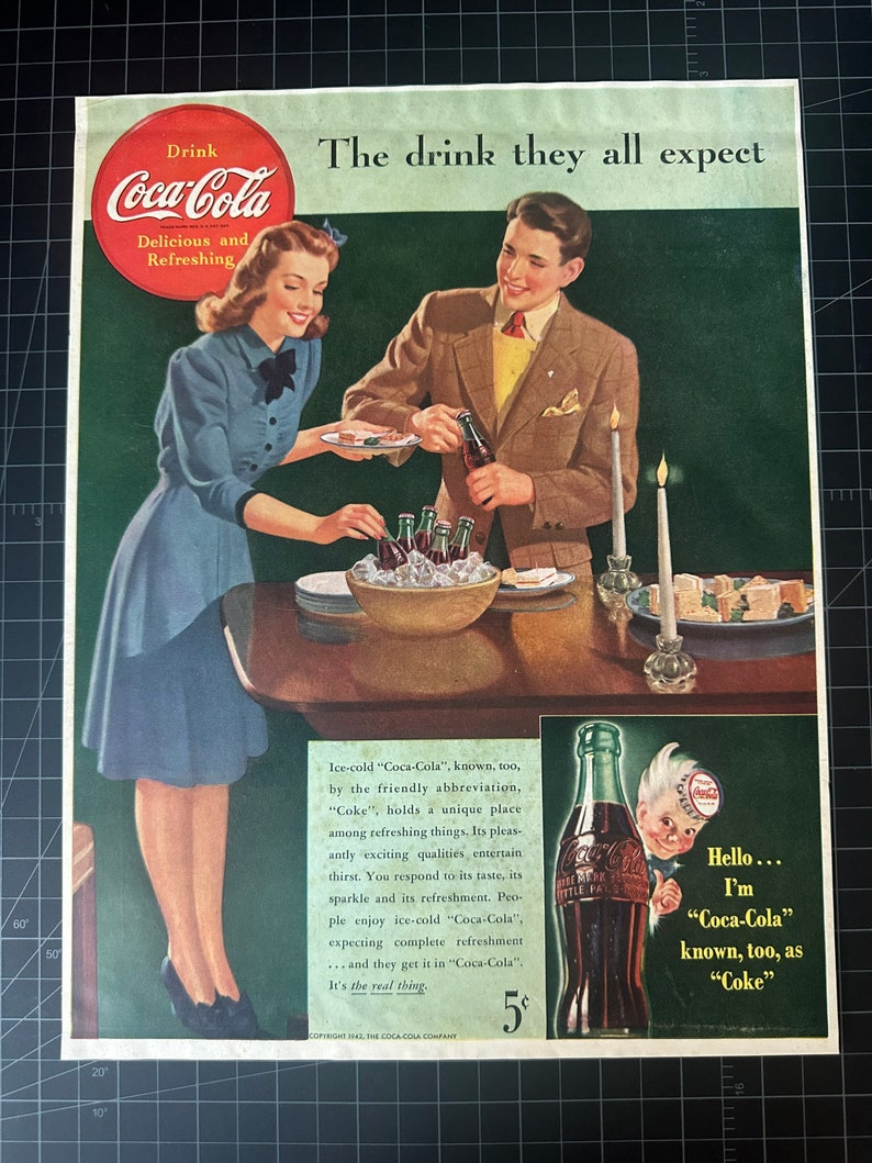 Vintage 1940s Coca-cola Print Ad - Etsy