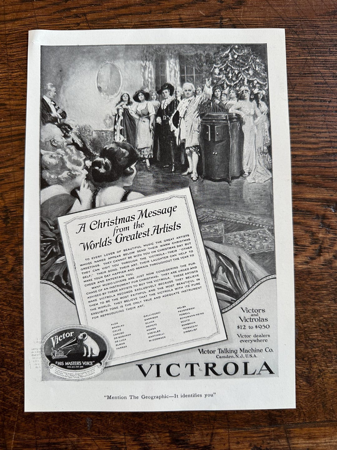 Rare Antique 1910s Victor Victrola Phonograph Christmas Print Ad - Etsy