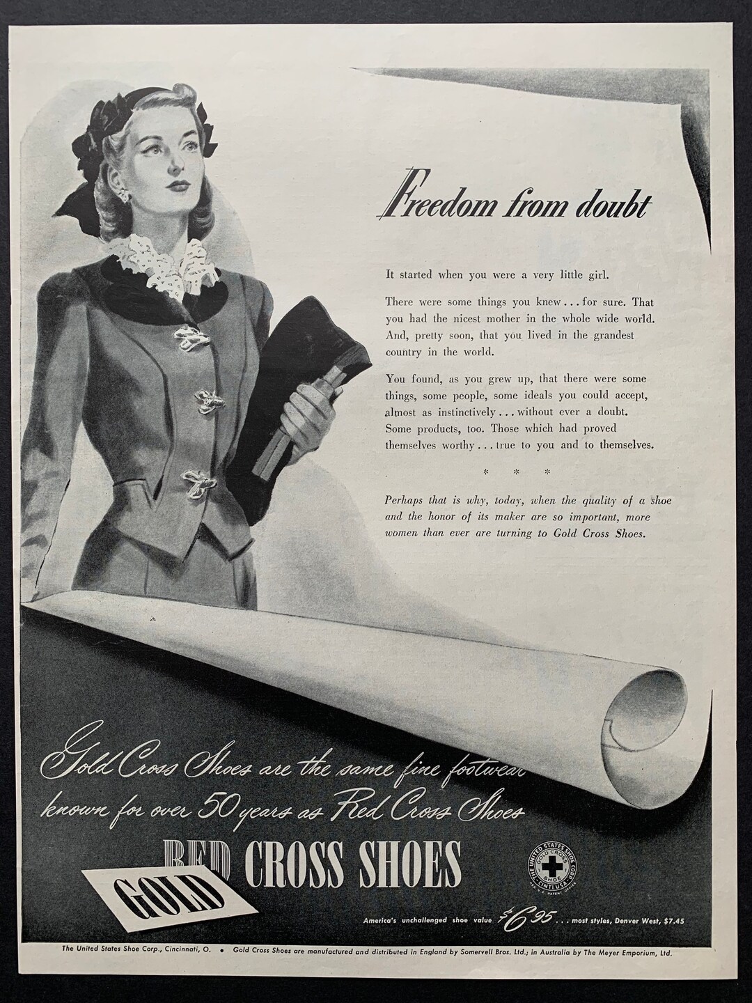 Vintage 1940s Red Cross Shoes Ad - Etsy