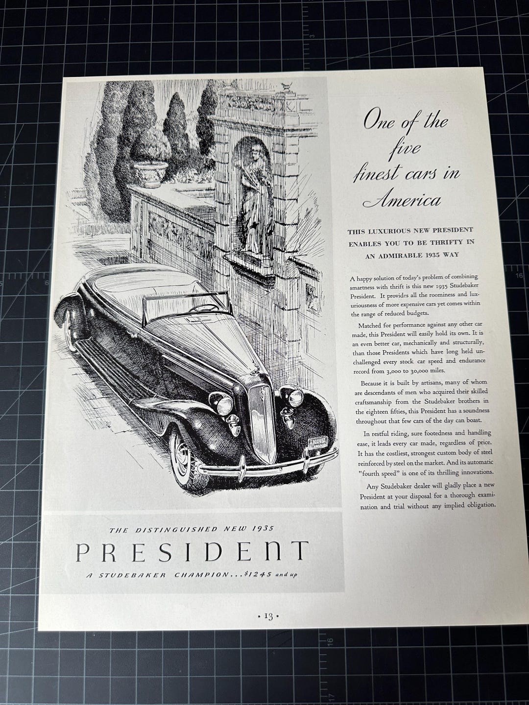 Vintage 1935 Studebaker President Automobile Print Ad - Etsy