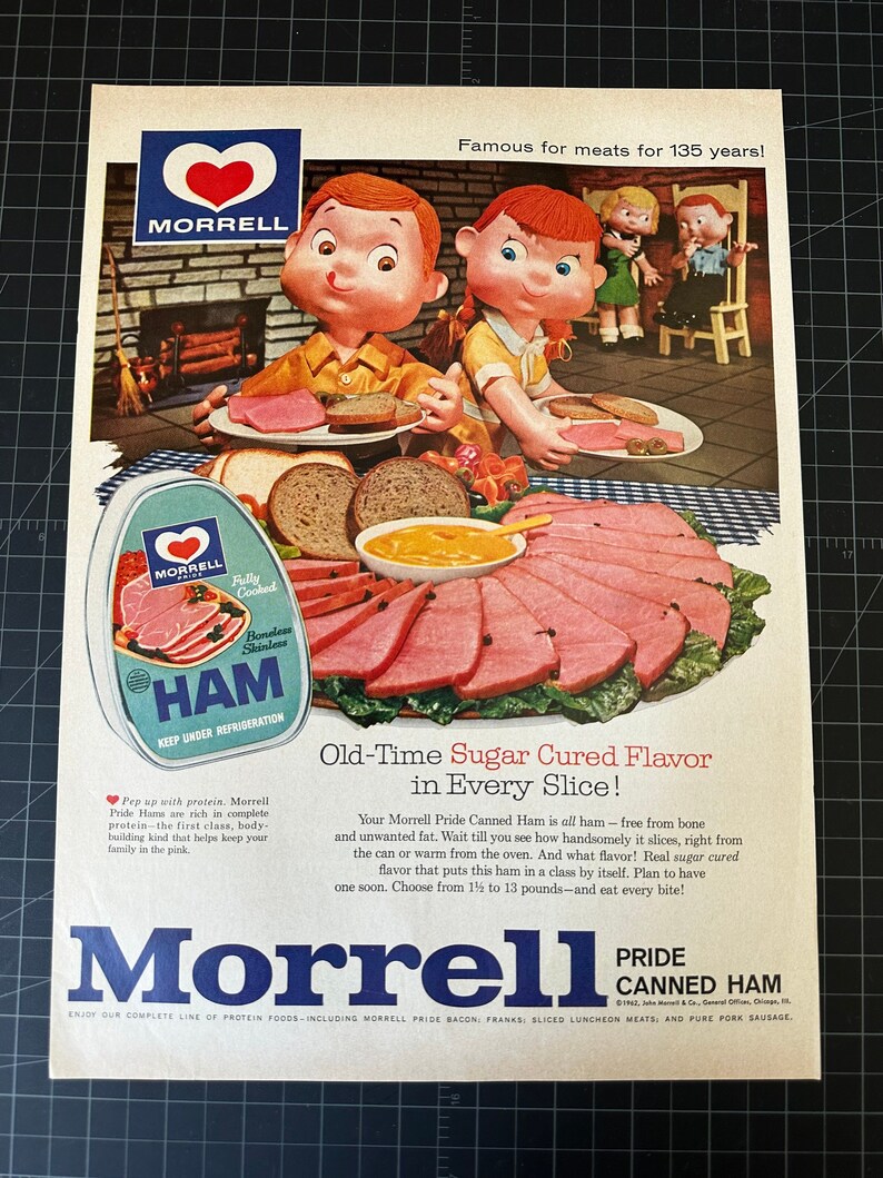 Vintage 1962 Morrell Canned Ham Original Print Ad - Etsy