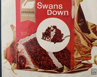 Vintage 1949 Swans Down Cake Mix Print Ad | Etsy