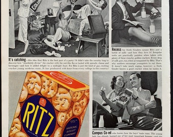 Vintage 1952 Ritz Crackers Box Print Ad Advertisement - Etsy