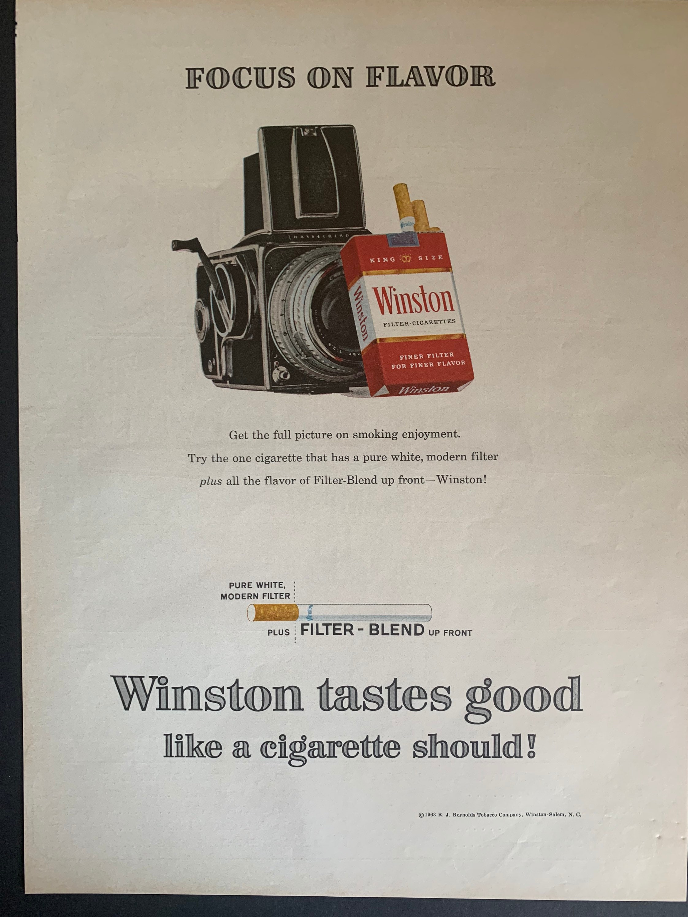 Vintage 1963 Winston Cigarettes Ad | Etsy