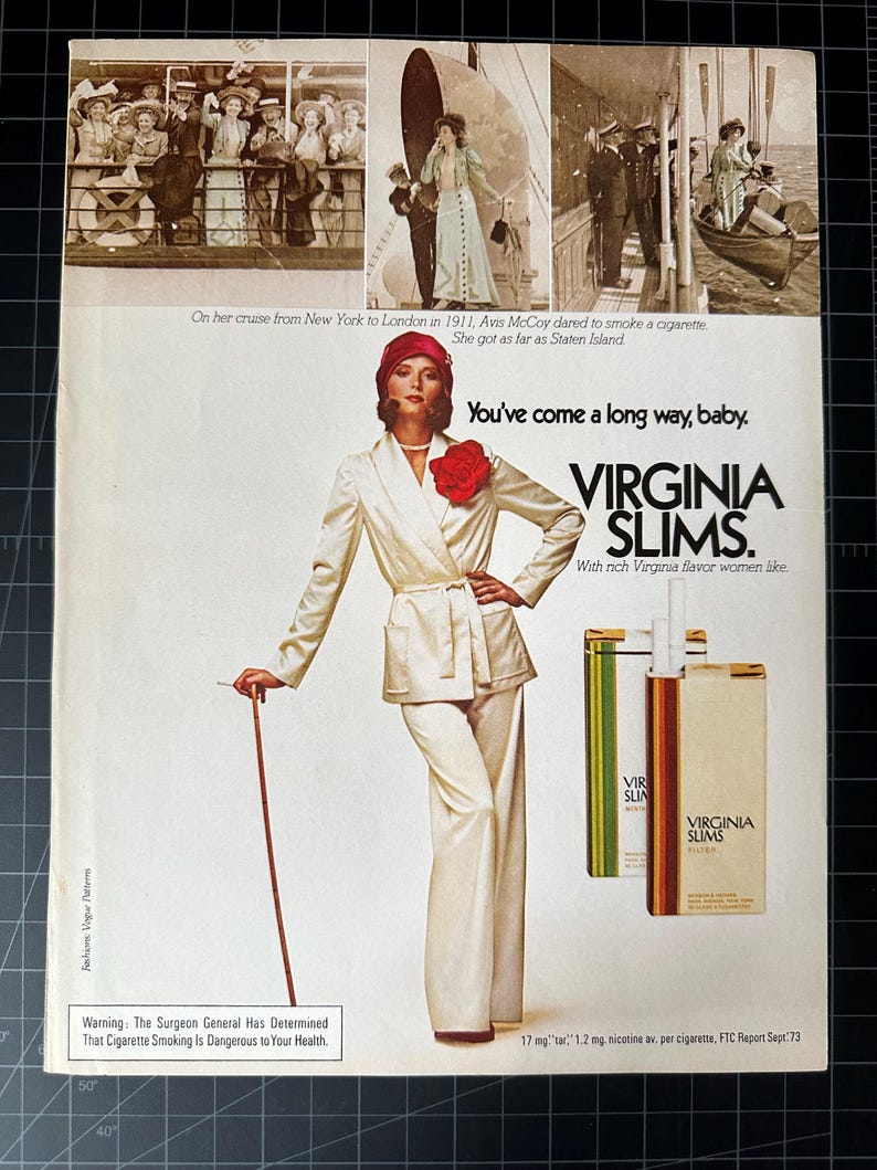 Vintage 1973 Virginia Slims Cigarettes Print Ad - Etsy