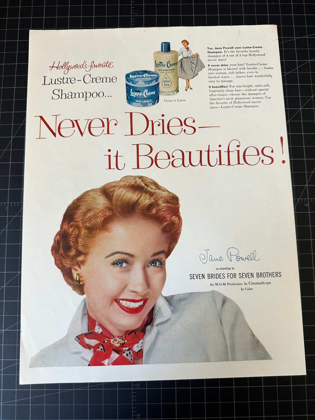 Vintage 1954 Lustre-creme Shampoo Print Ad - Jane Powellvintage - Etsy