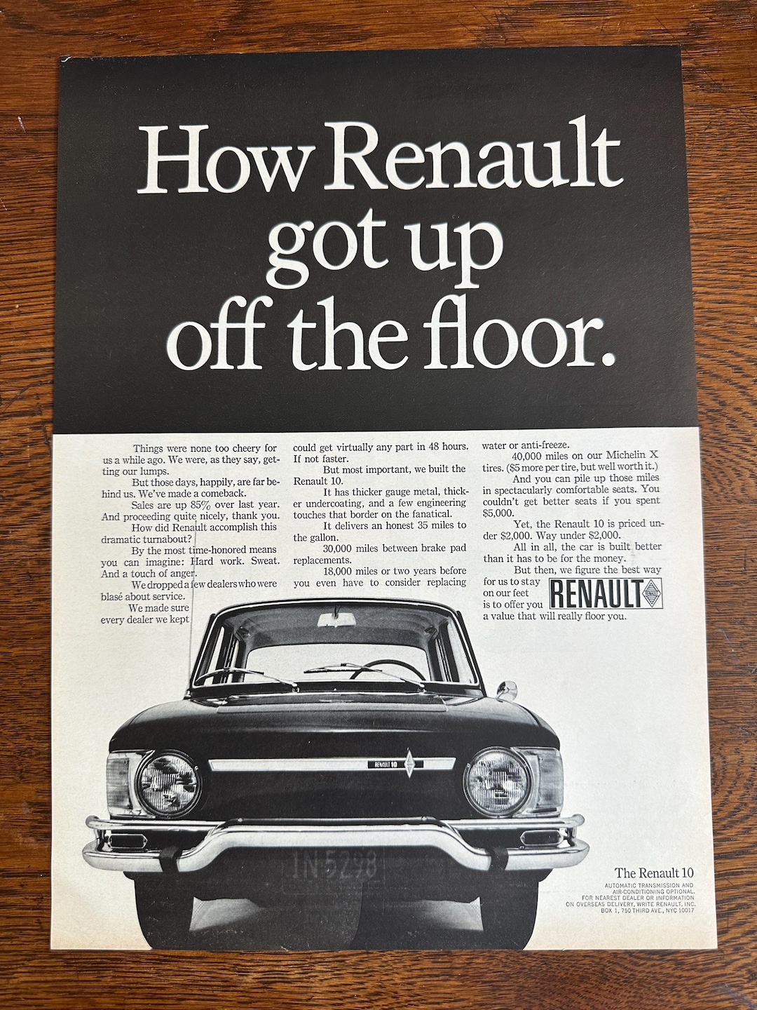 Vintage 1968 Renault Print Advertisement – Classic French Auto Ad - Etsy