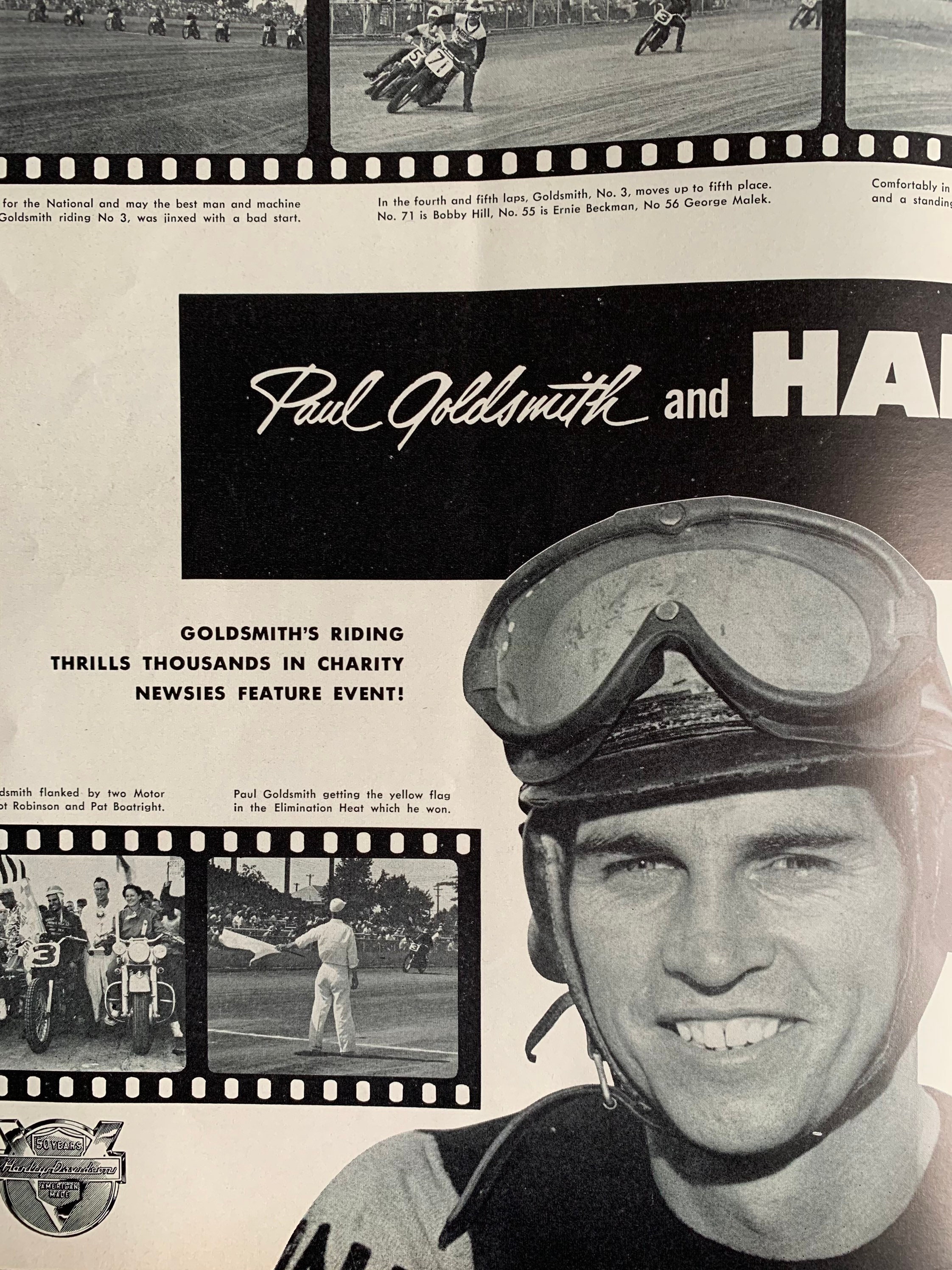 Vintage 1954 Harley-davidson Motorcycles Paul Goldsmith Print - Etsy UK