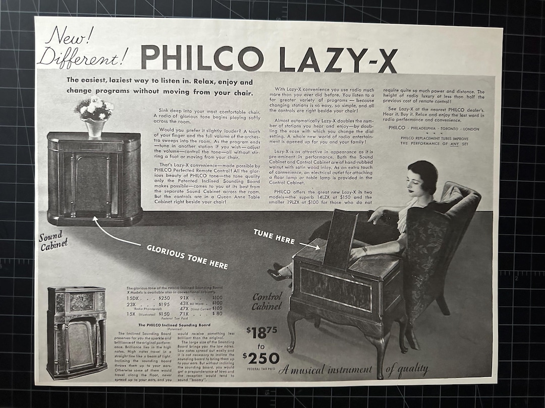 Vintage 1930s Philco Lazy-x Radio Phonograph Print Ad - Etsy