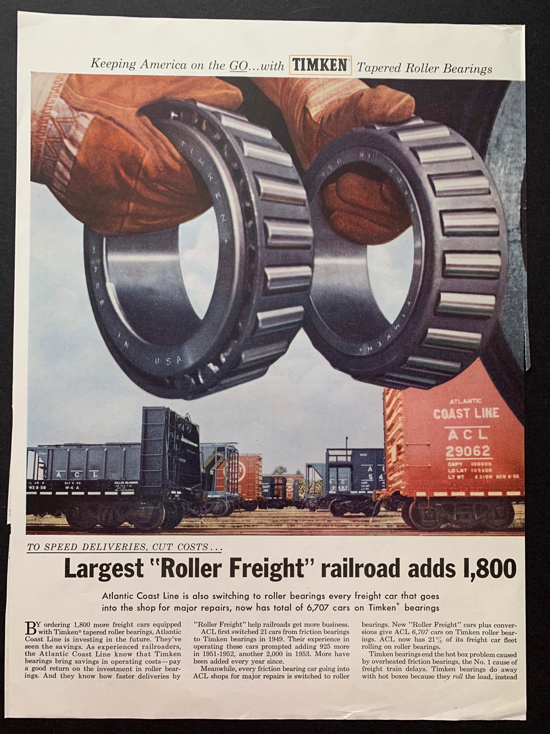 Vintage 1950s Timken Rollar Bearings Automobile Ad | Etsy