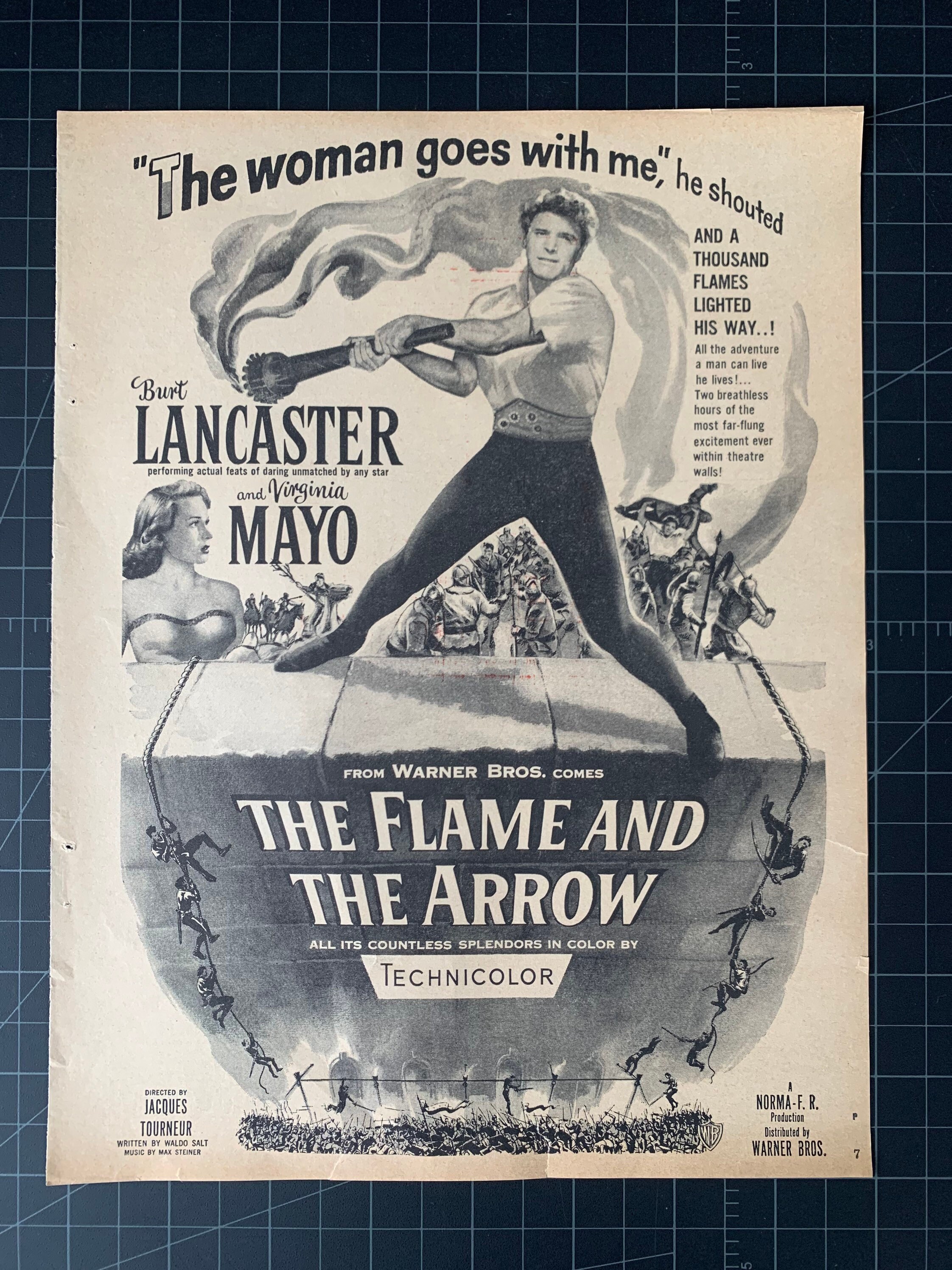 Vintage 1950s “the Flame and the Arrow” Film Print Ad - Burt Lancaster ...