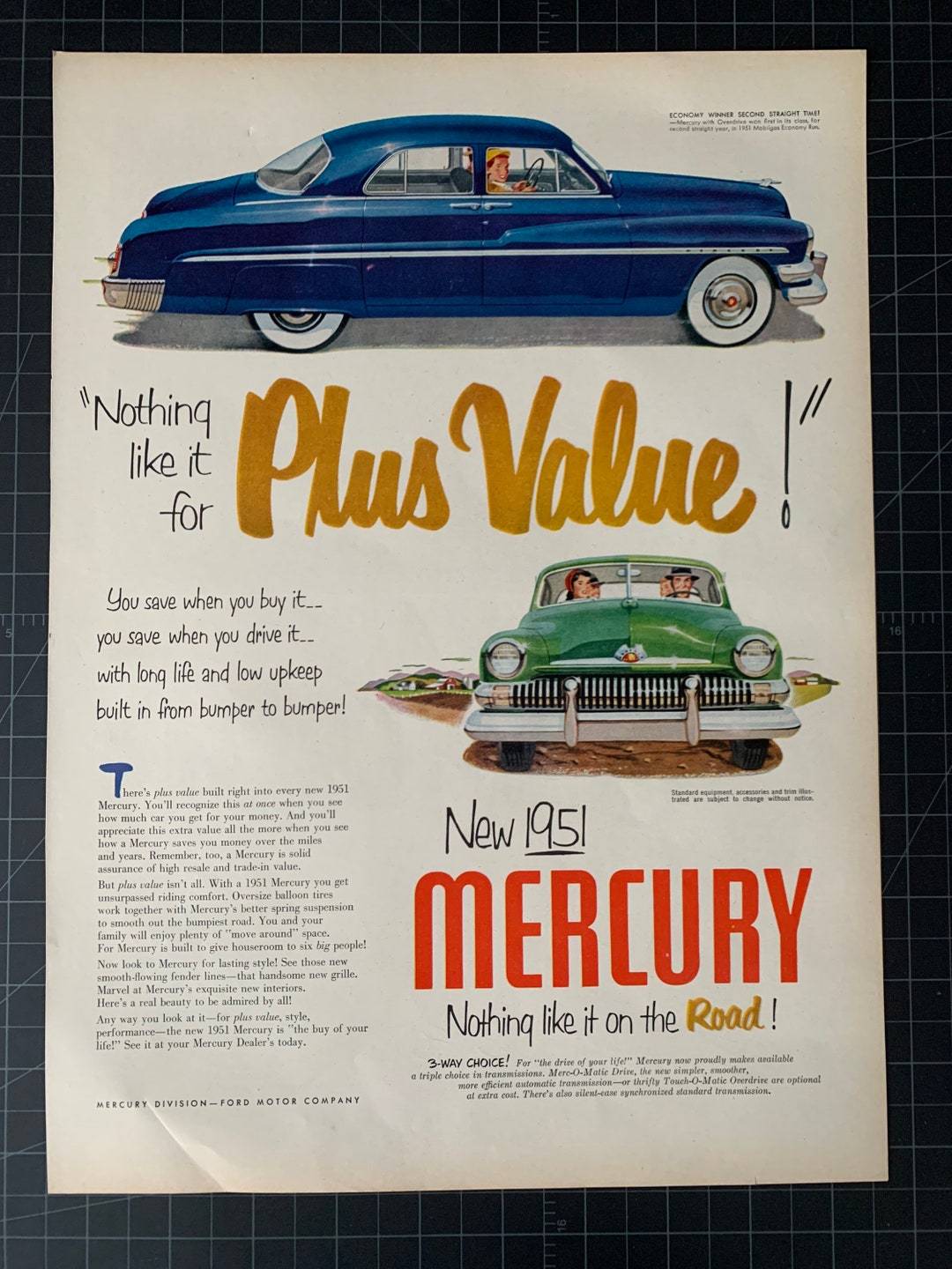 Vintage 1951 Mercury Print Ad - Etsy