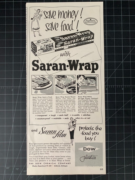 Vintage 1952 Saran Wrap Dow Plastics Print Ad - Etsy