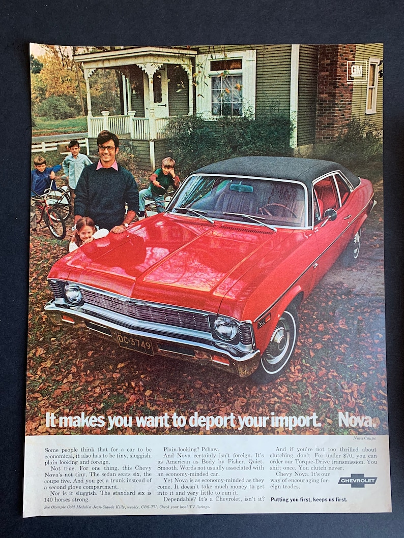Vintage 1968 Chevrolet Nova Coupe Print Ad | Etsy