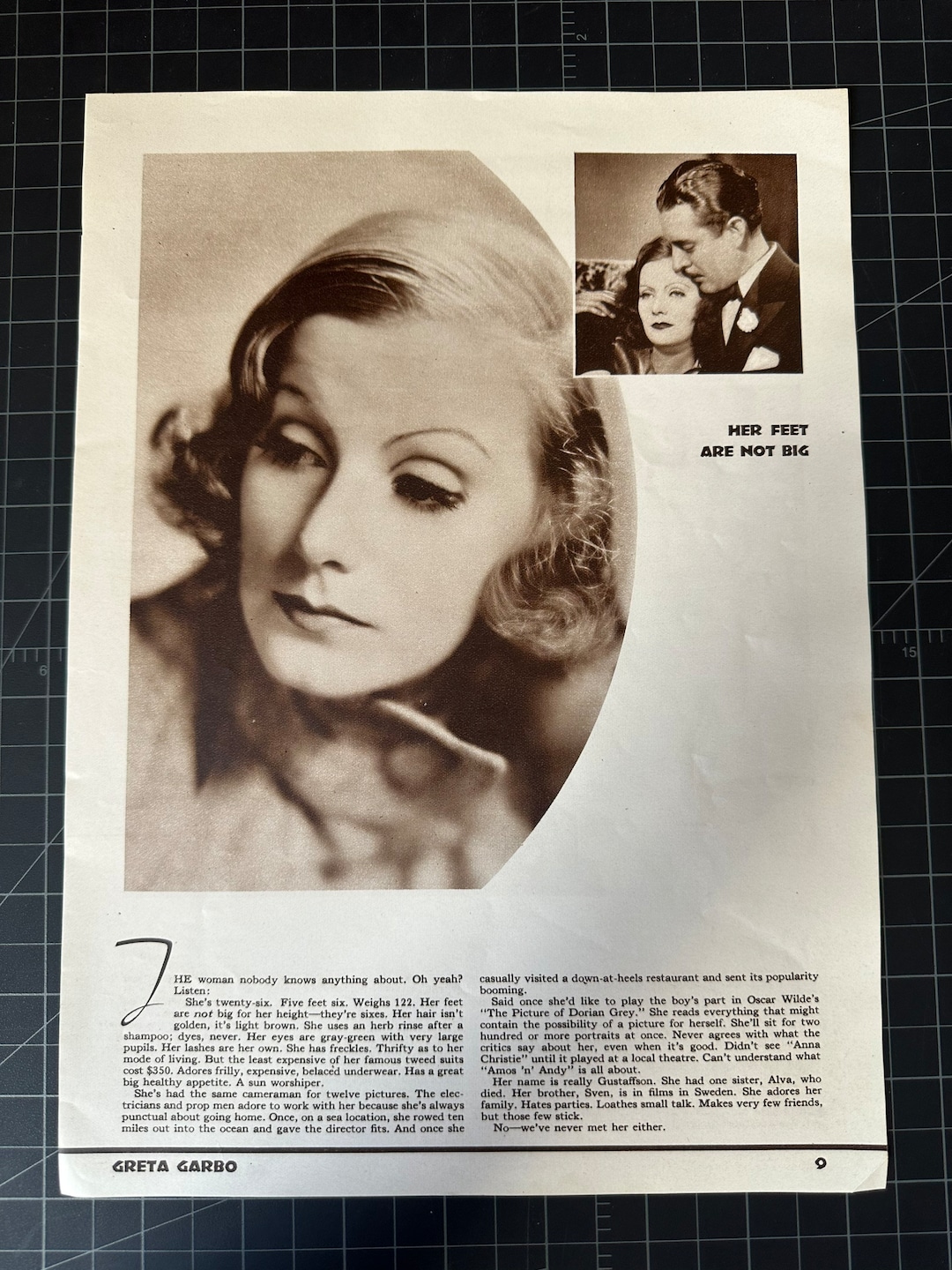 Rare Vintage 1936 Greta Garbo Portrait + Bio - Old Hollywoodvintage - Etsy