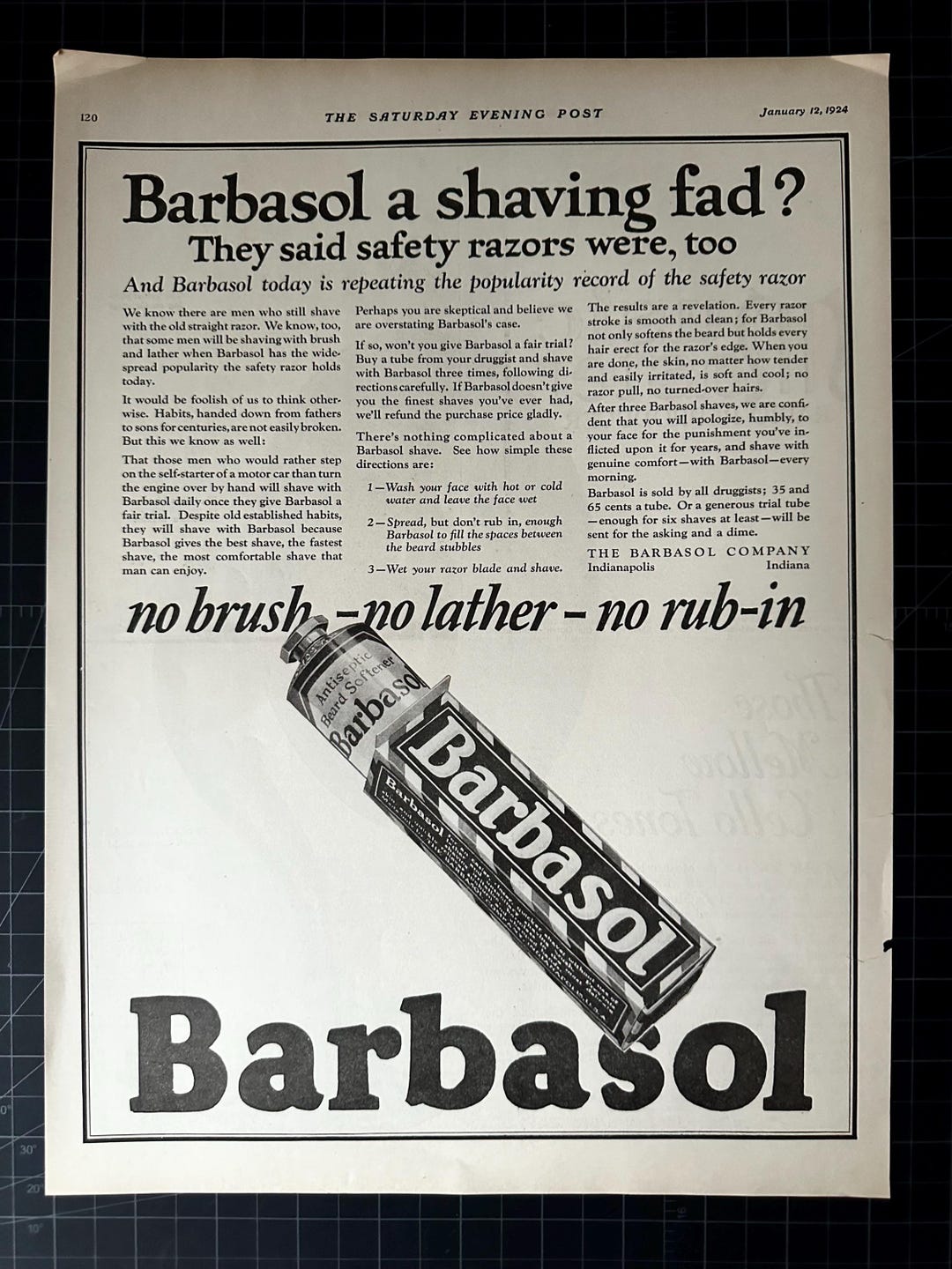 Vintage 1920s Barbosol Shaving Cream Original Advertisement - Etsy
