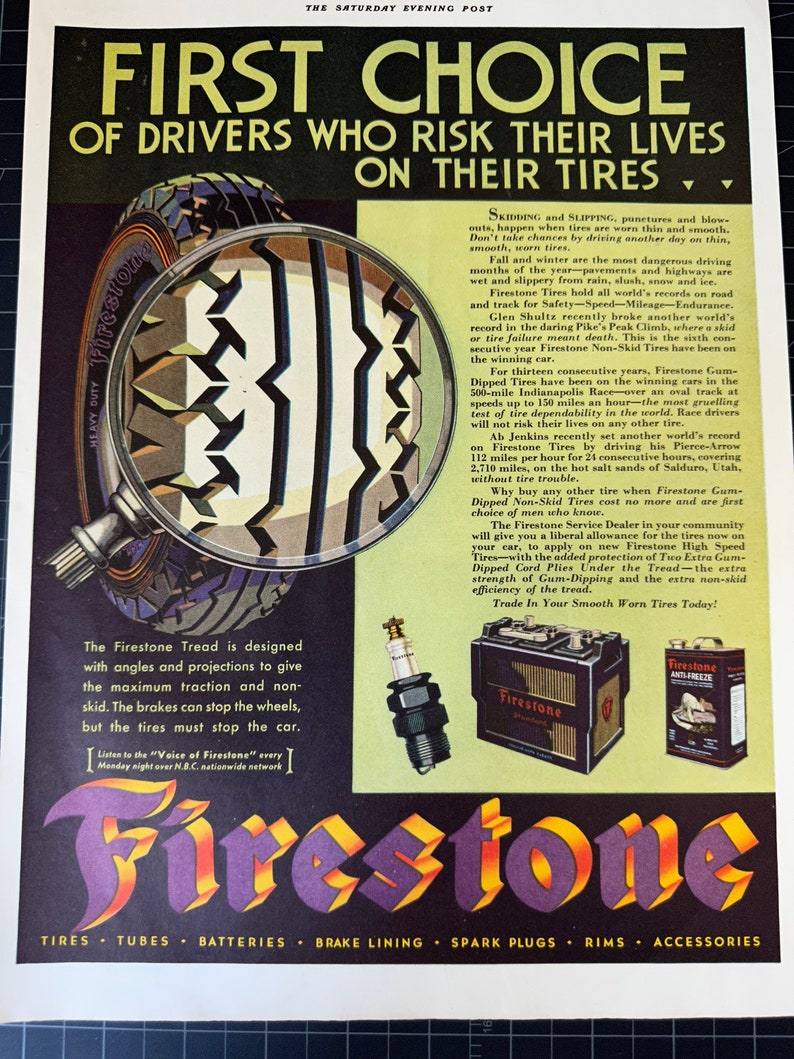 Vintage 1932 Firestone Tires Print Advertisement - Etsy