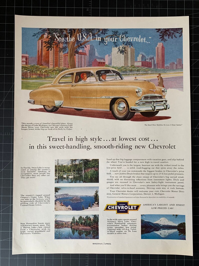 Vintage 1951 Chevrolet Print Ad - Etsy