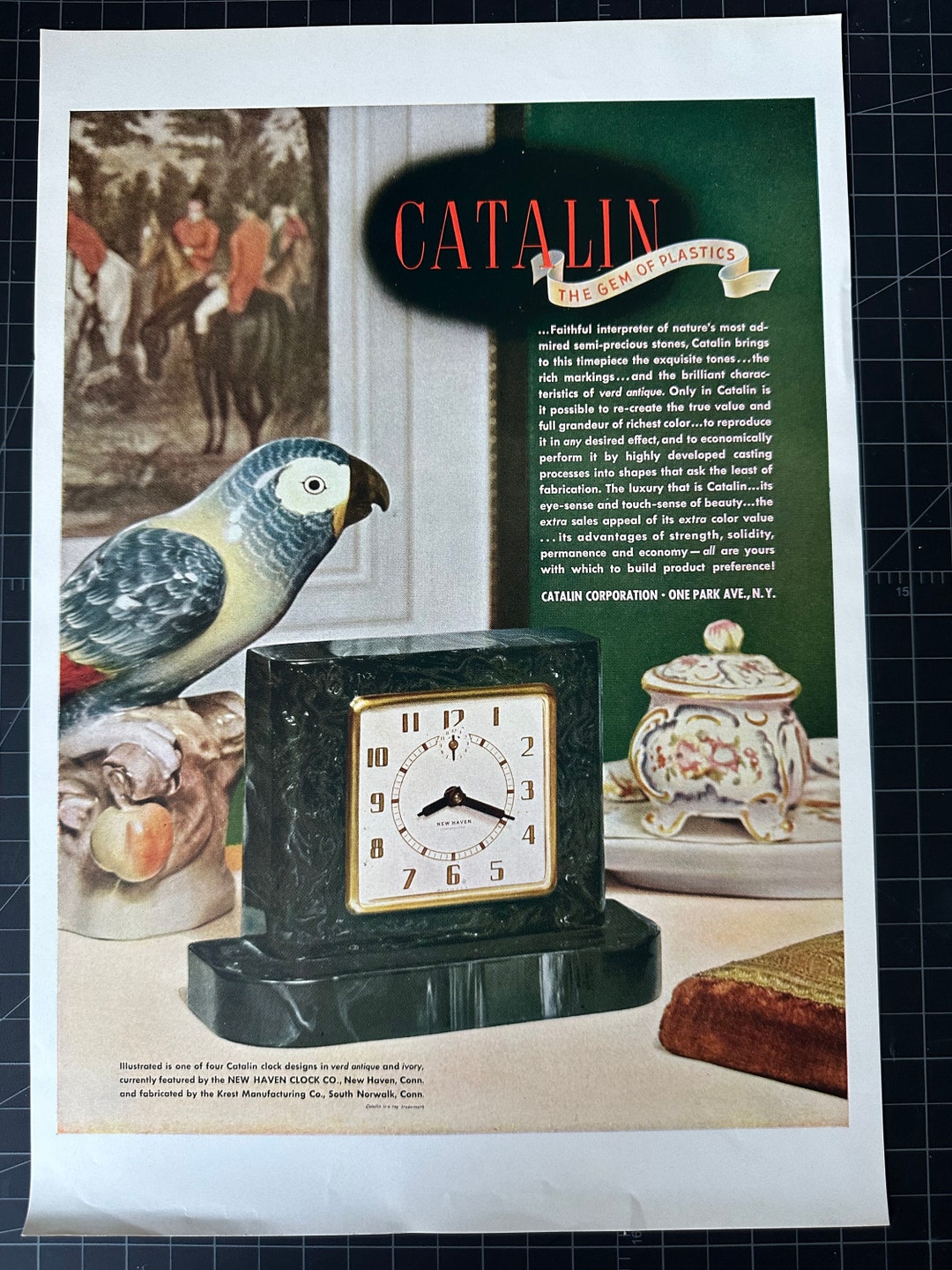 Vintage 1940s New Haven Clock Catalin Plastic Print Ad - Etsy