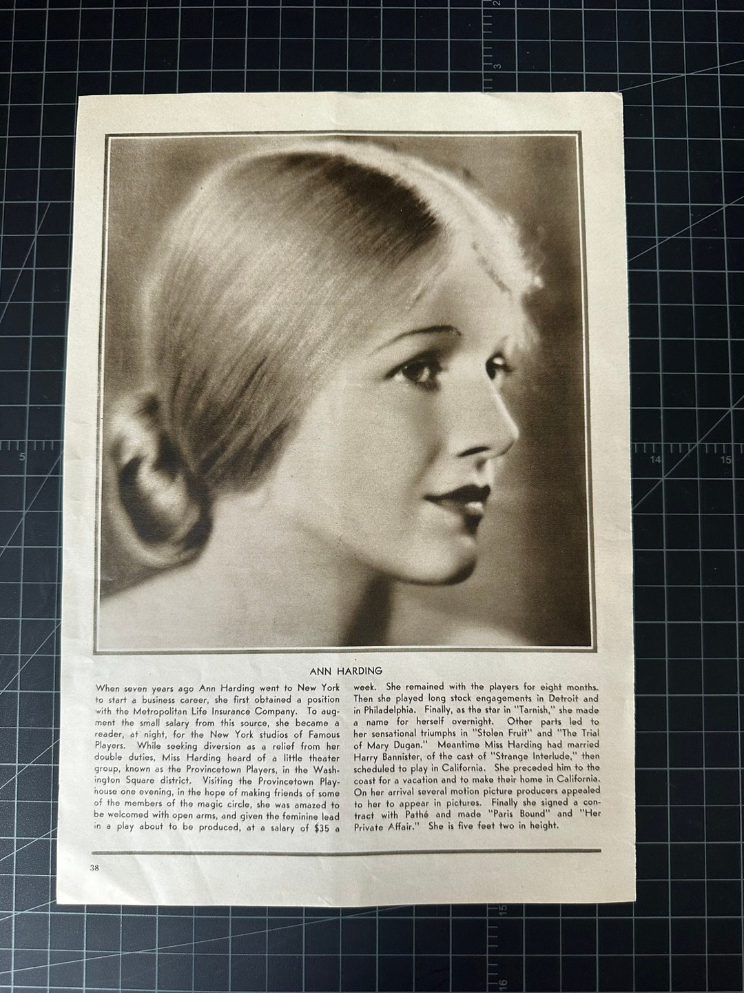 Rare Vintage 1930 Ann Harding Portraitvintage Retro Gift Decor - Etsy