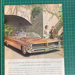 Vintage 1963 Pontiac Bonneville Print Advertisement - Etsy