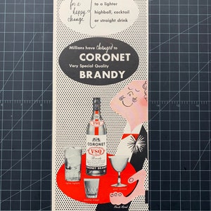 Vintage 1950s Coronet Brandy Print Advertisement - Etsy