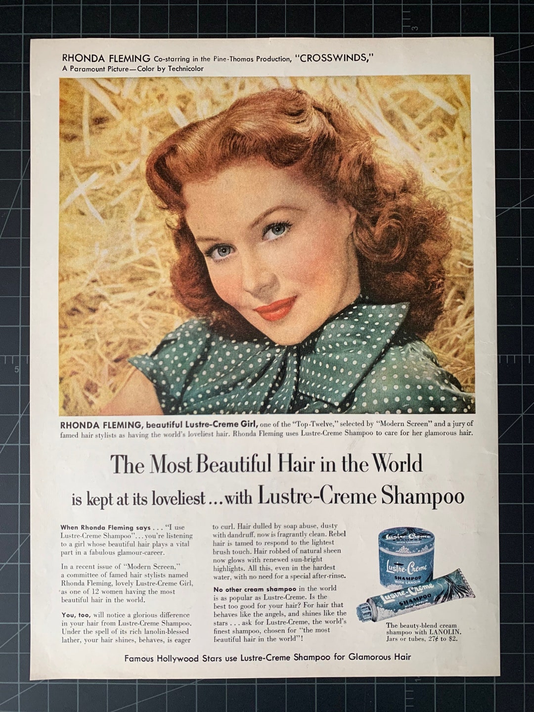 Vintage 1950s Lustre Creme Shampoo Print Ad Rhonda Fleming Etsy